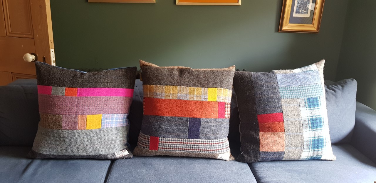 Harris Tweed Patchwork Cushions - 100% British Made & One of a Kind