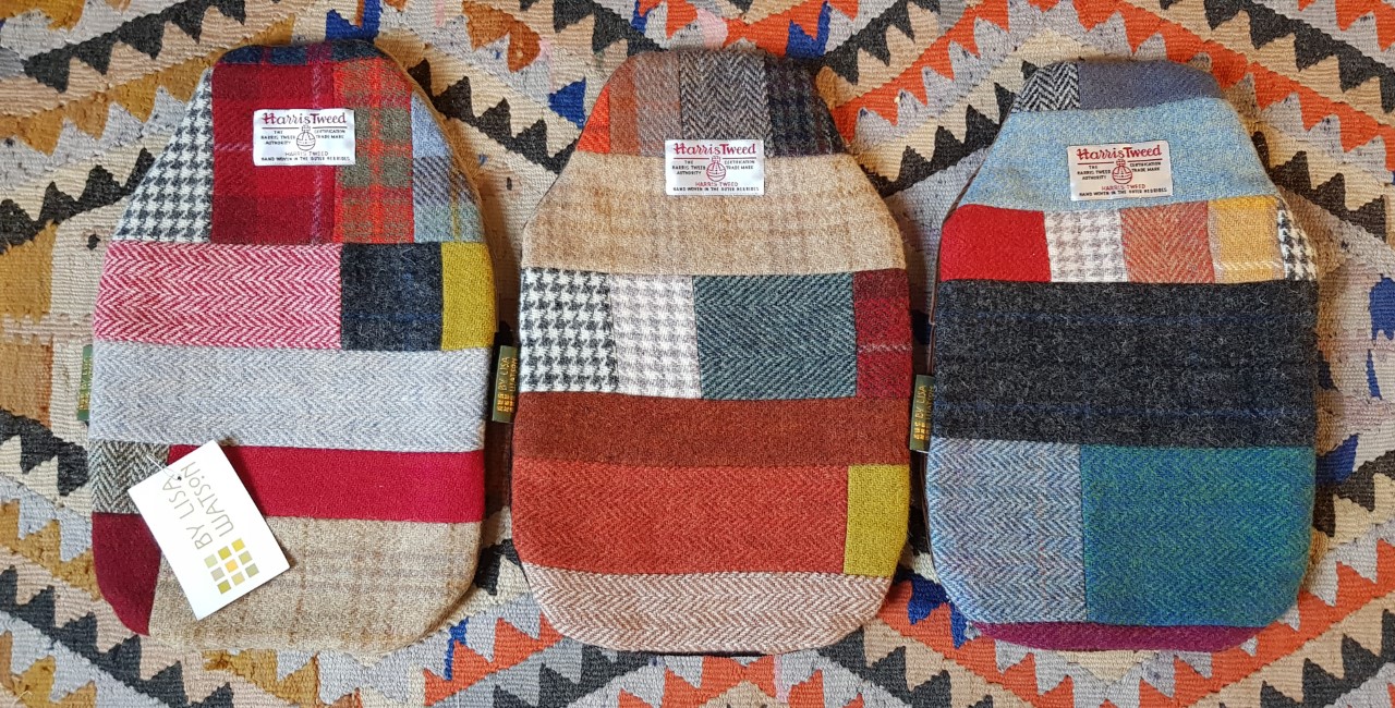 Harris Tweed Patchwork Hot Water Bottle Cover Made in GB