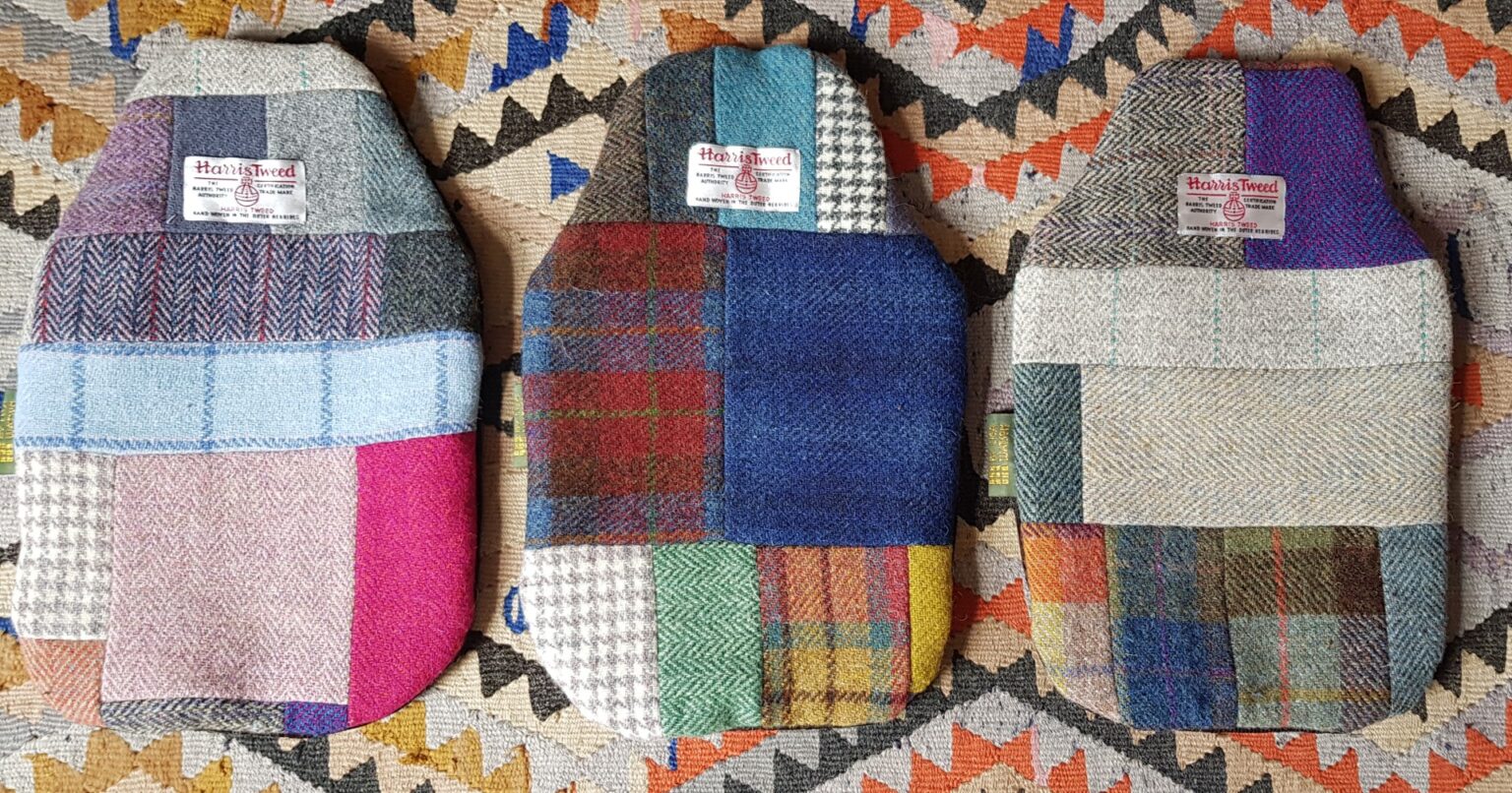 Harris Tweed Patchwork Hot Water Bottle Cover Made in GB