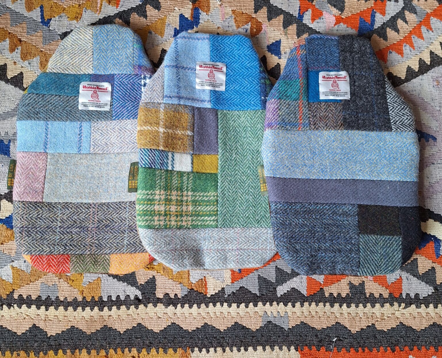 Harris Tweed Patchwork Hot Water Bottle Cover Made in GB